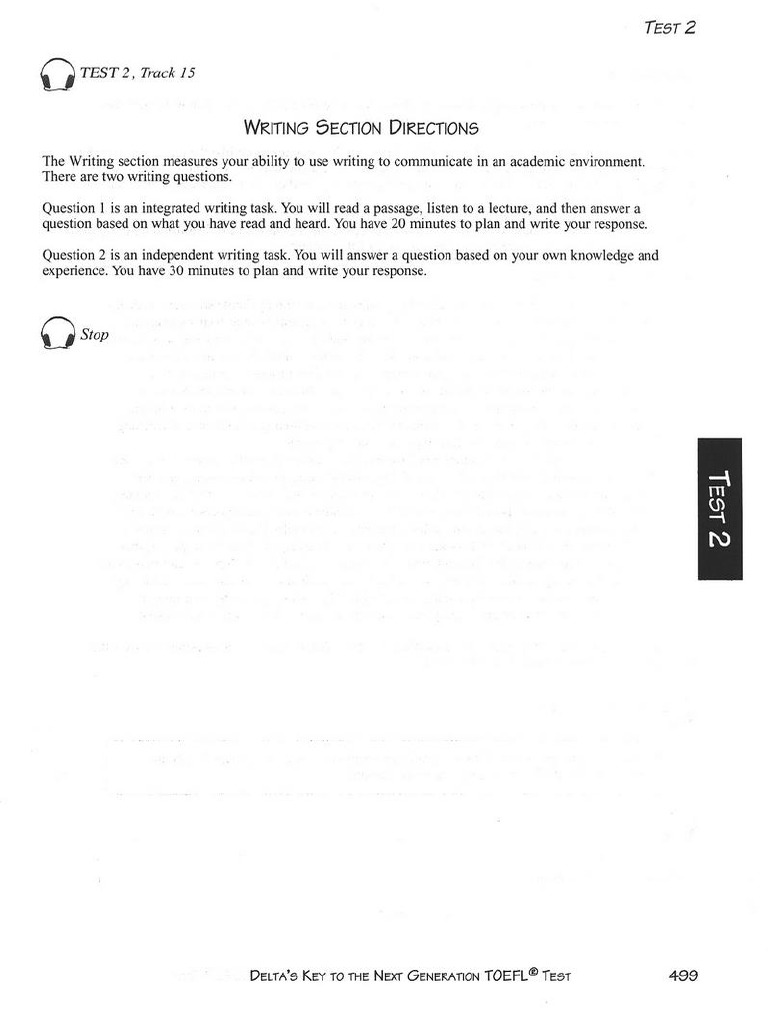 Delta TOEFL Practice Test 2 Writing Section | PDF