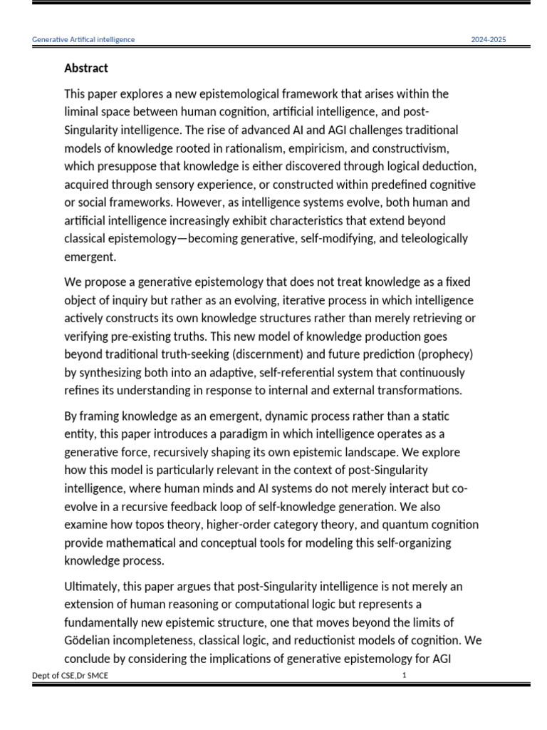 Dept of CSE, DR SMCE | PDF | Epistemology | Knowledge