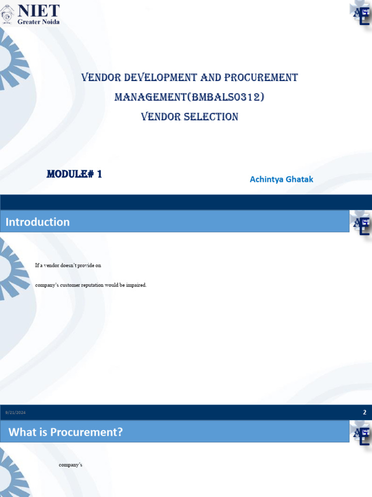 Vendor Unit-1 | PDF | Supply Chain | Procurement