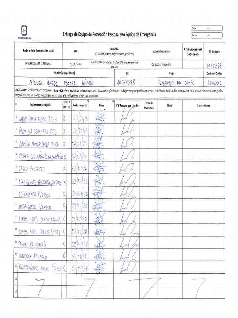 Registro Entrega Epps Enero 2025 | PDF