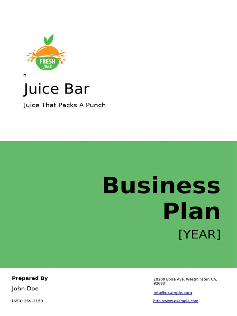 Juice Bar Business Plan Example | PDF | Equity (Finance) | Private Sector