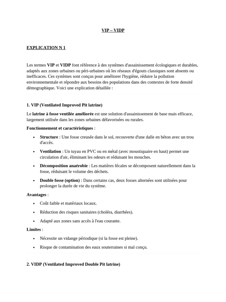 Systèmes VIP et VIDP pour assainissement urbain | PDF | Assainissement ...