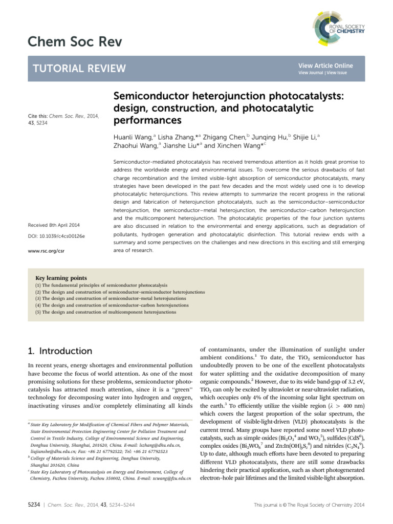 Semiconductor Heterojunction Photocatalysts Design Construction and ...