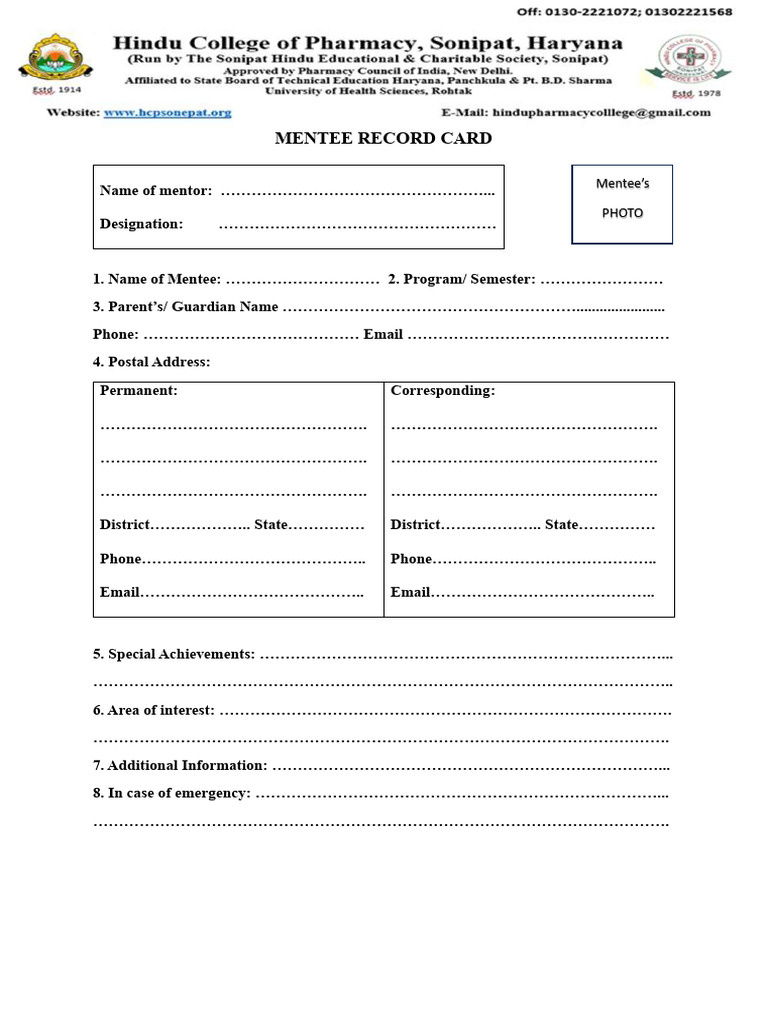 Mentee Record | PDF