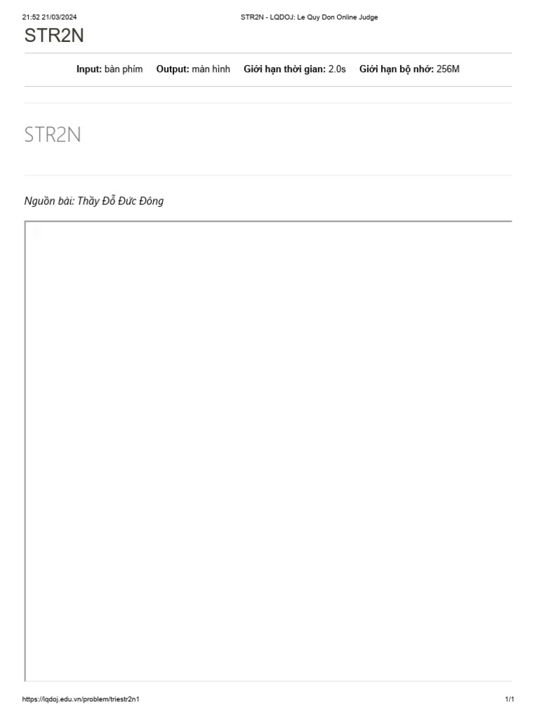 STR2N - LQDOJ Le Quy Don Online Judge | PDF
