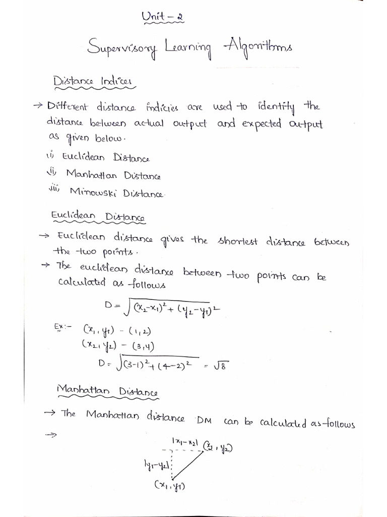 ML Unit 2 Hand Written Notes | PDF