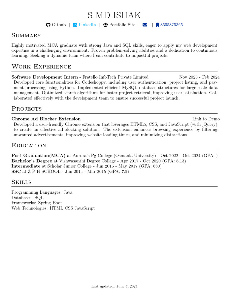 Ats CV For Ishaq-2 | PDF