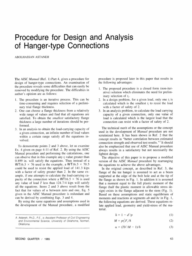 procedure for design and analysis of hanger-type connections | PDF ...