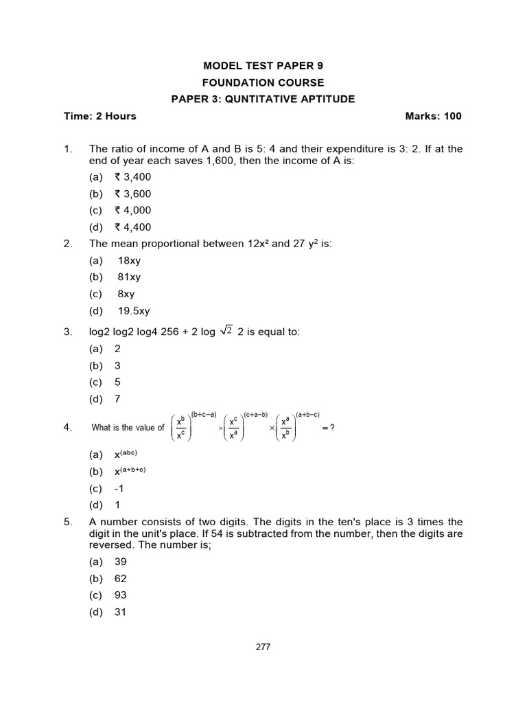 Foundation Model Test Paper - 284-303 | PDF | Mathematics | Equations