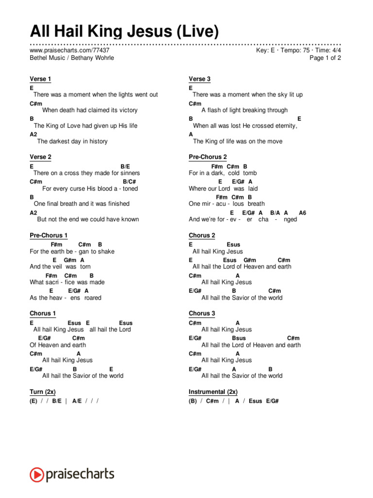 All Hail King Jesus Chords | PDF | Musical Forms | Songs