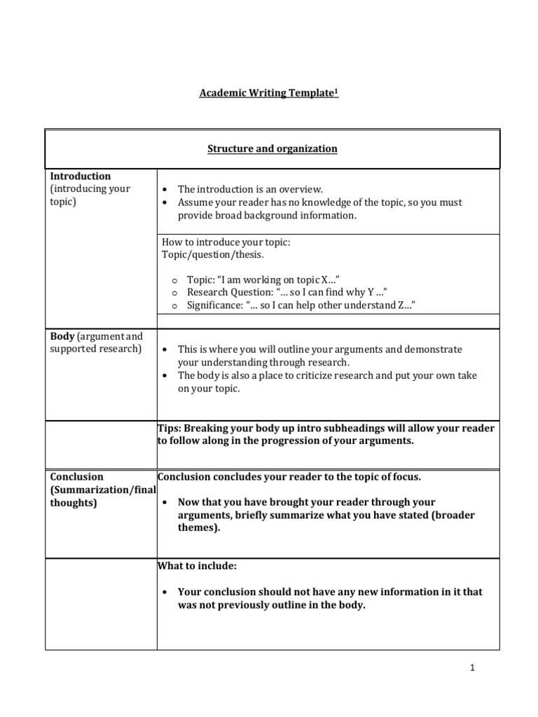 Academic Writing Template... | PDF | Argument | Learning