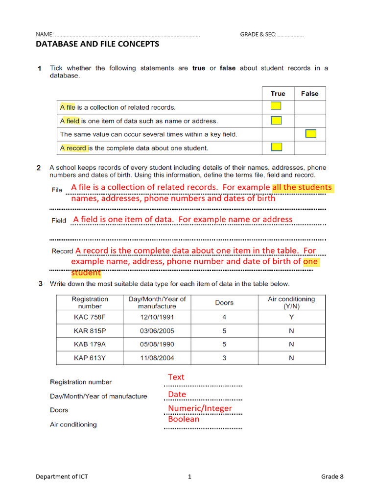 Theory Database Wksheet Final | PDF | Databases | Spreadsheet