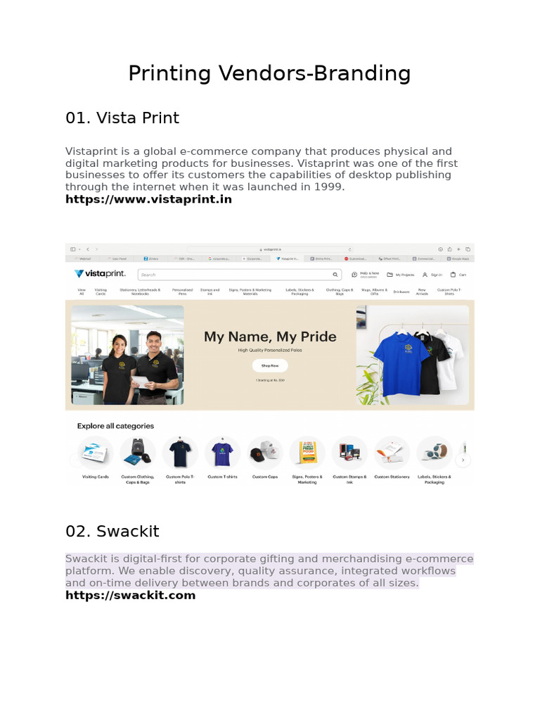 Printing Vendors | PDF
