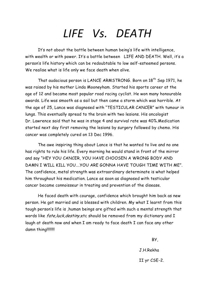 LIFE Vs Death | PDF | Sports & Recreation | Self-Improvement