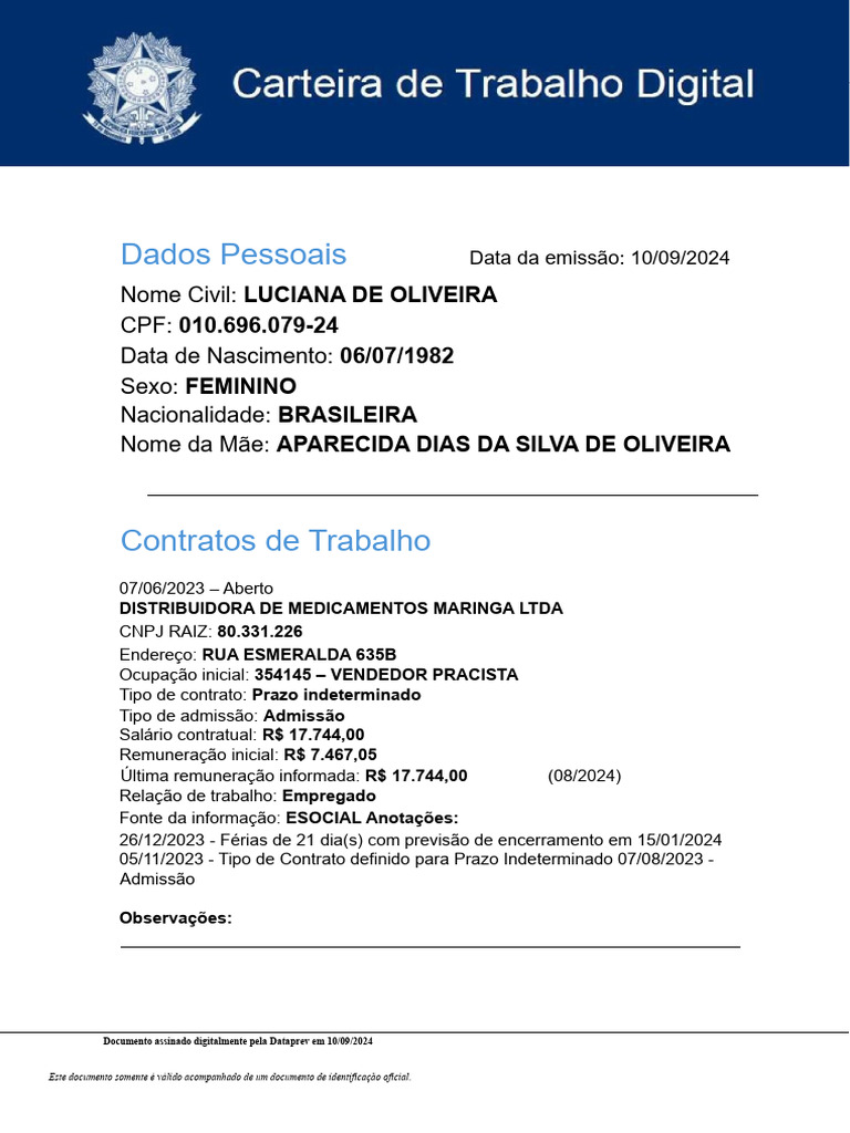 CTPS Digital Luciana de Oliveira | PDF