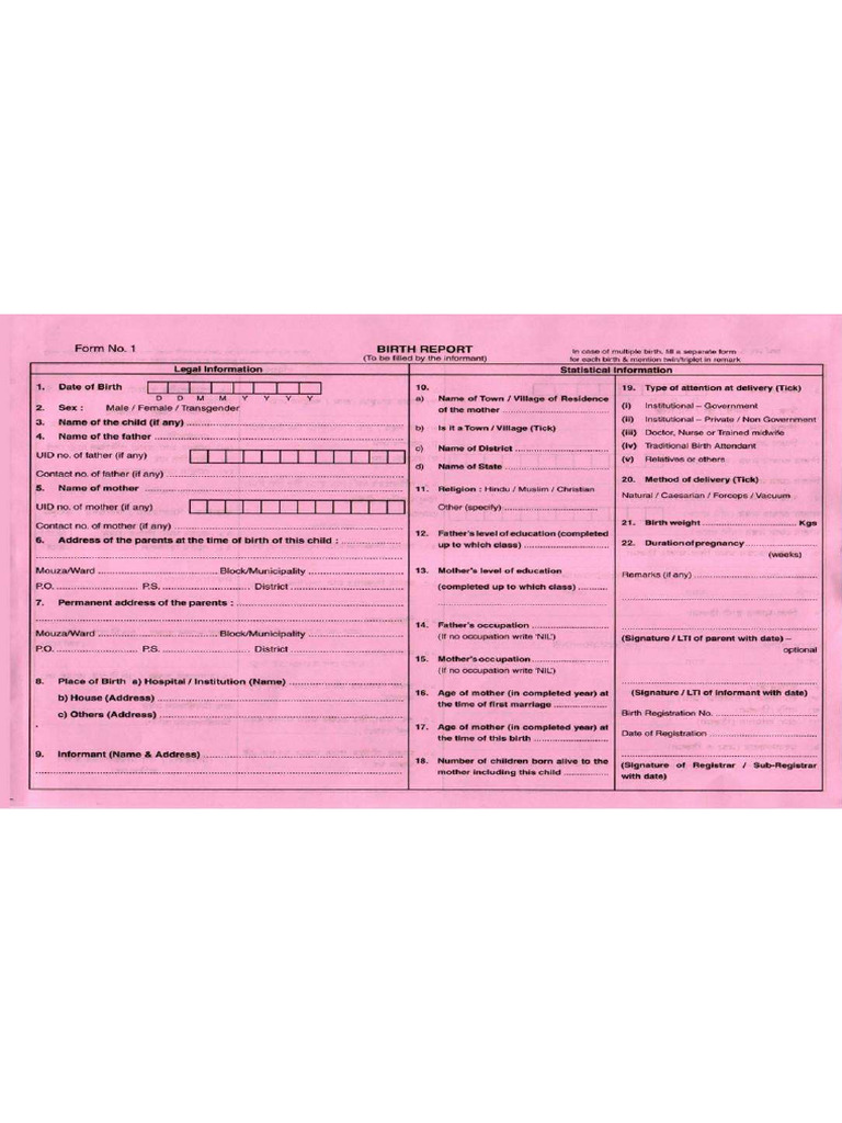 Form No 01 | PDF
