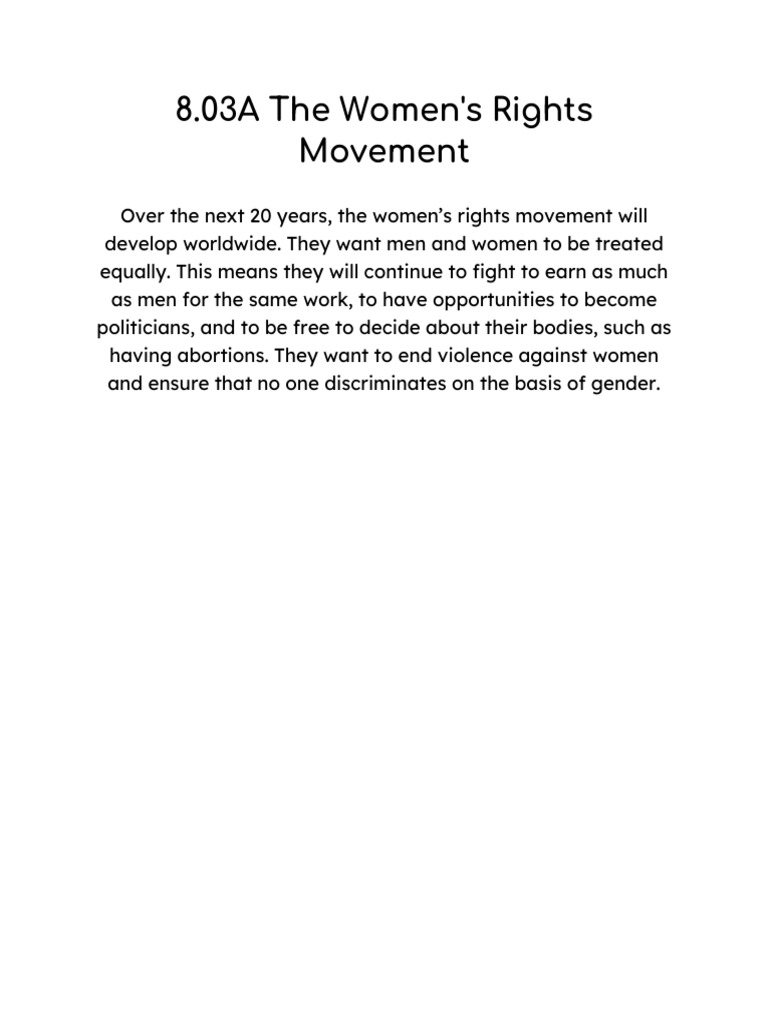 The Women's Right Movement | PDF