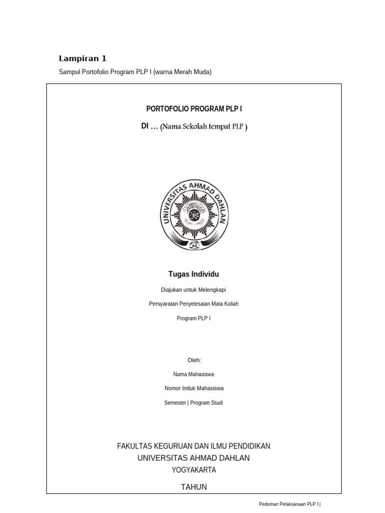 Panduan Portofolio PLP I Mahasiswa | PDF