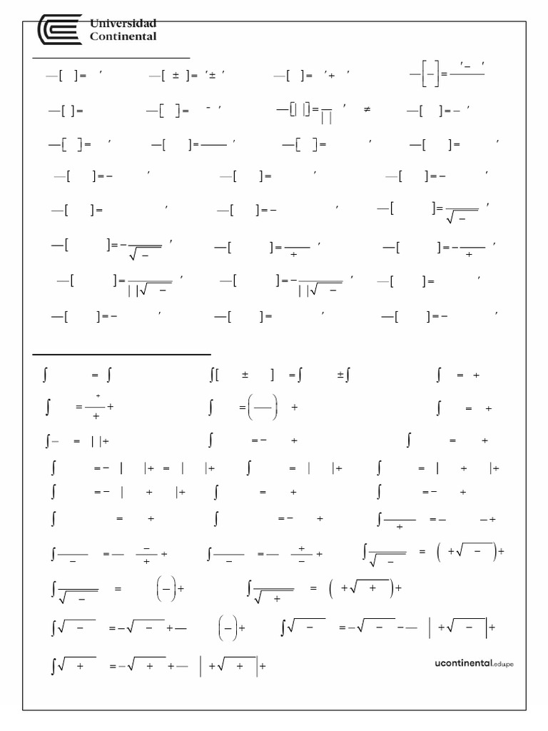 Fórmulas de Derivadas e Integrales | PDF | Relaciones matematicas ...