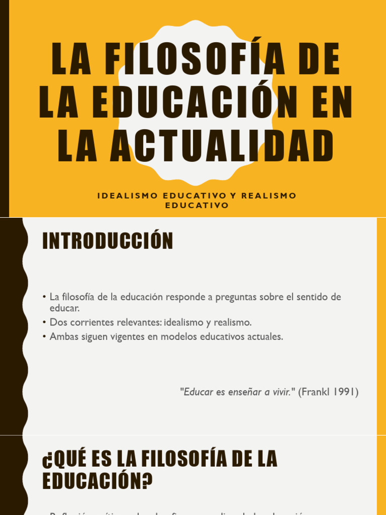 Filosofía Educativa: Idealismo y Realismo | PDF | Realismo filosófico ...