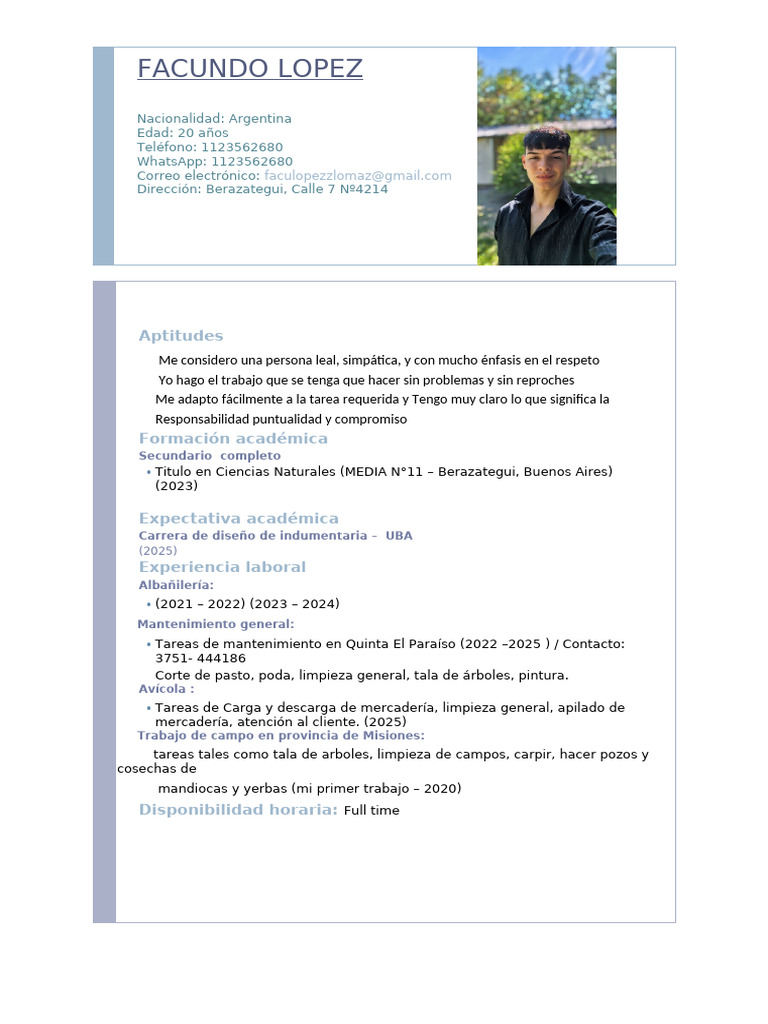CV Facundo Lopez | PDF
