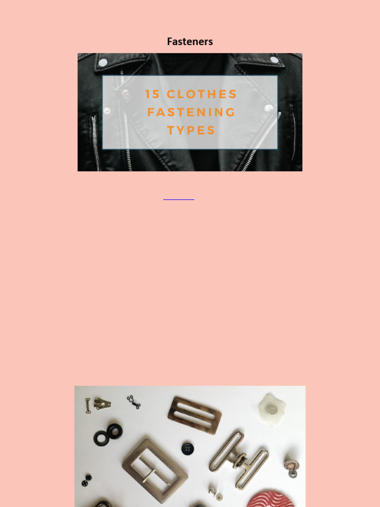 15 Types of Clothing Fasteners Explained | PDF | Clothing | Sewing