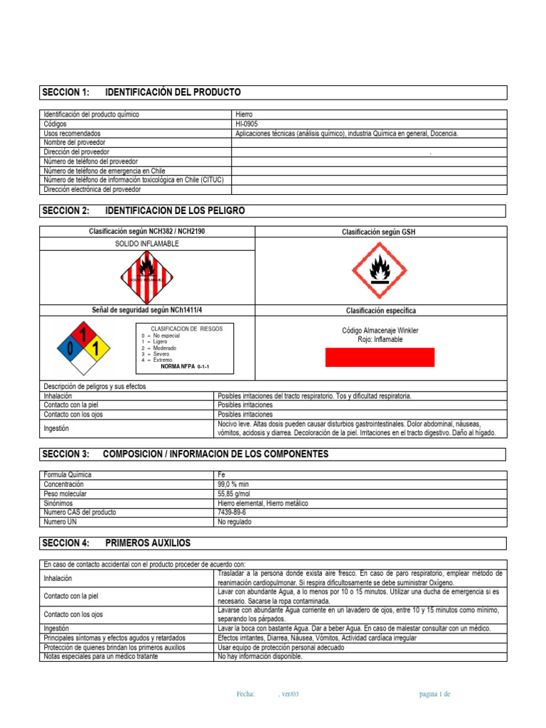 Hierro Reducido Polvo P.A. | PDF | Agua | Hidrógeno