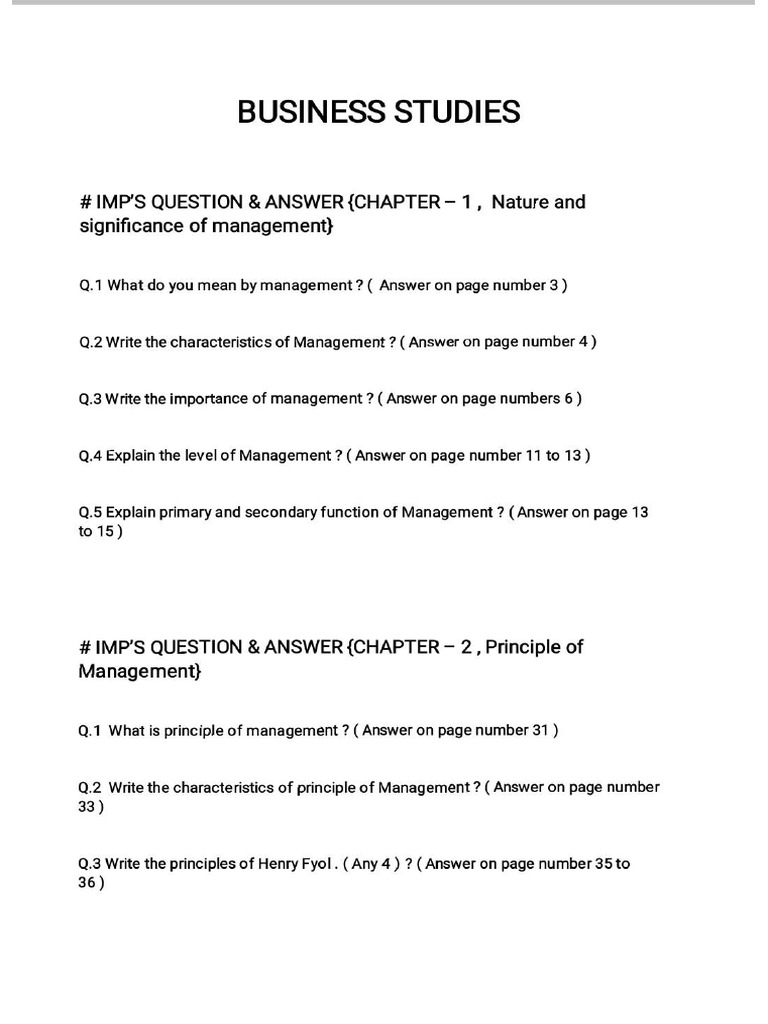 BUSINESS STUDIES IMPs | PDF