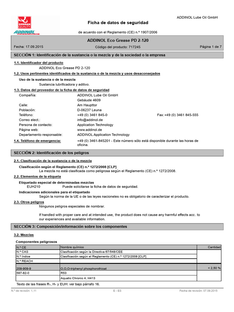 Addinol Eco Grease PD 2 120 Plus e Espdf | PDF