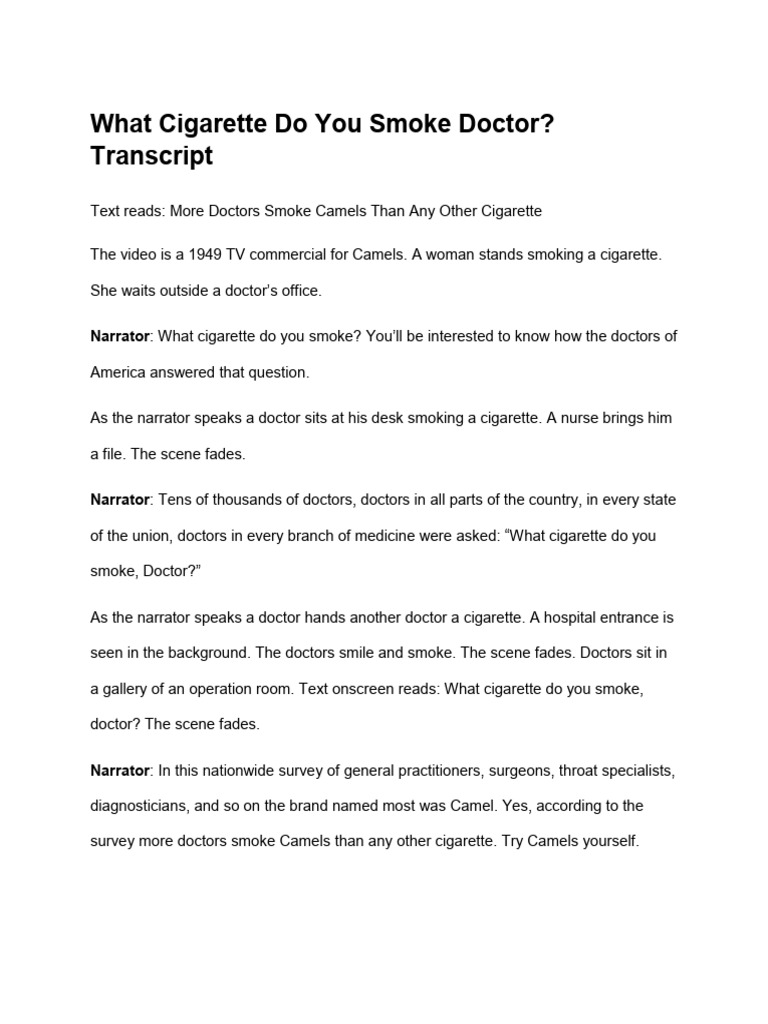 What Cigarette Do You Smoke Doctor-Transcript | PDF