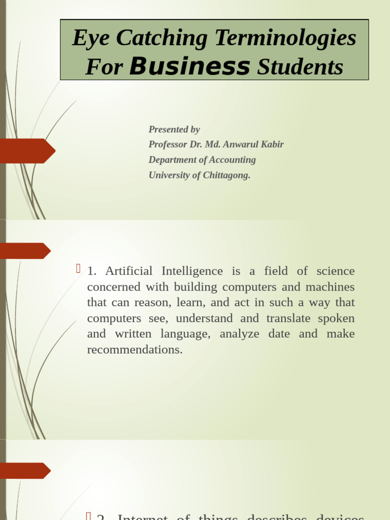 Eye Catching Terminologies For Business Students | PDF | Artificial ...