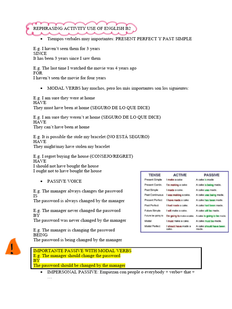 B2 Rephrasing Activity Guide | PDF | Grammar | Linguistic Morphology