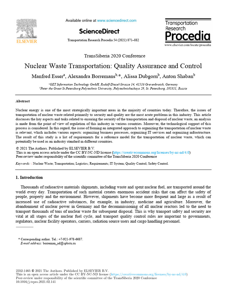 Nuclear Waste Transportation | PDF | Radioactive Waste | Waste