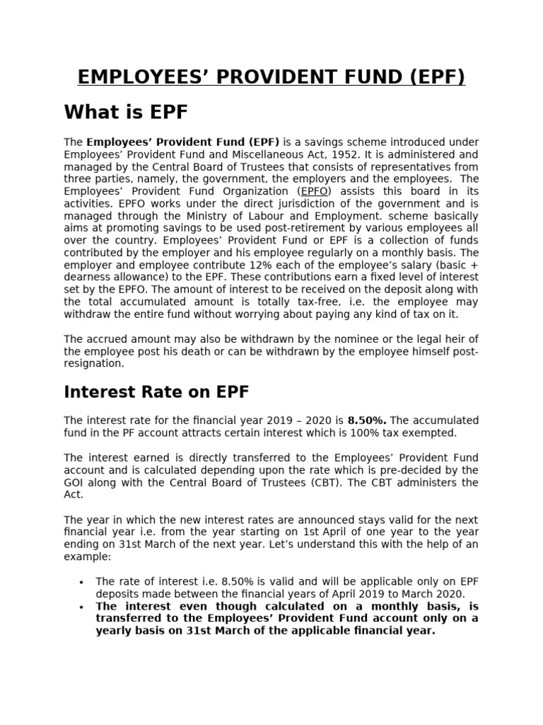 Employees' Provident Fund (Epf) | PDF | Financial Services | Business