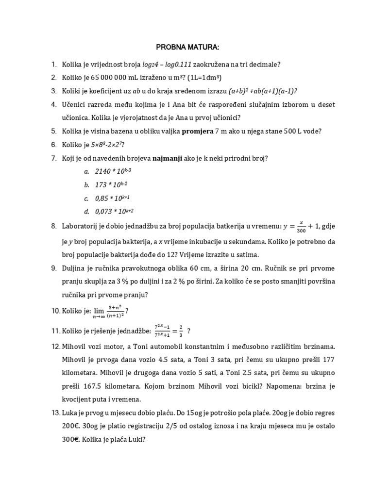 MATURA Probna | PDF