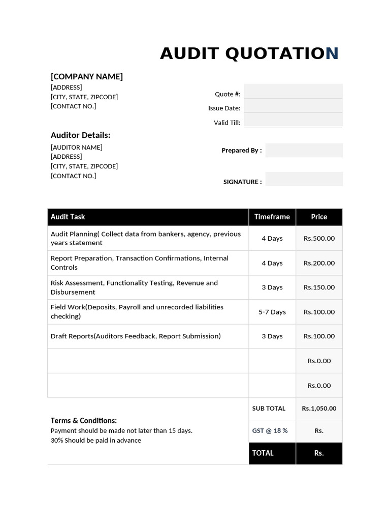 Audit Quotation Template | PDF