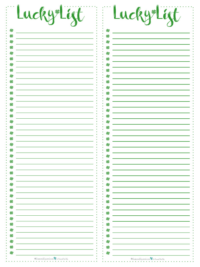 Lucky List Large | PDF