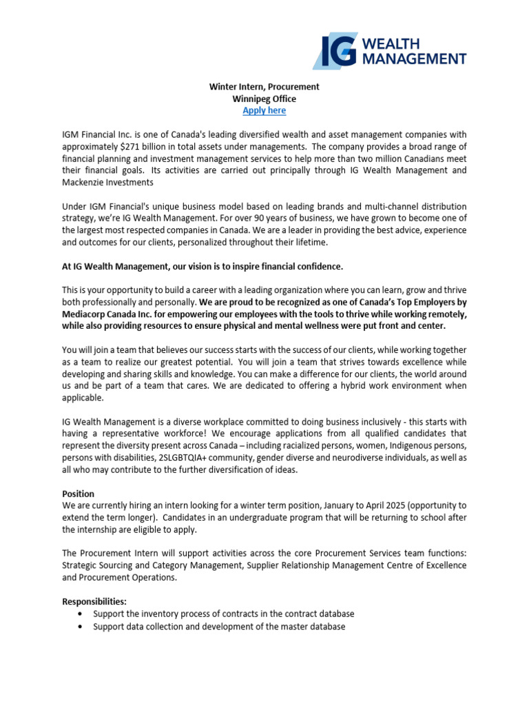 Winter Procurement Intern Opportunity | PDF | Recruitment | Economies
