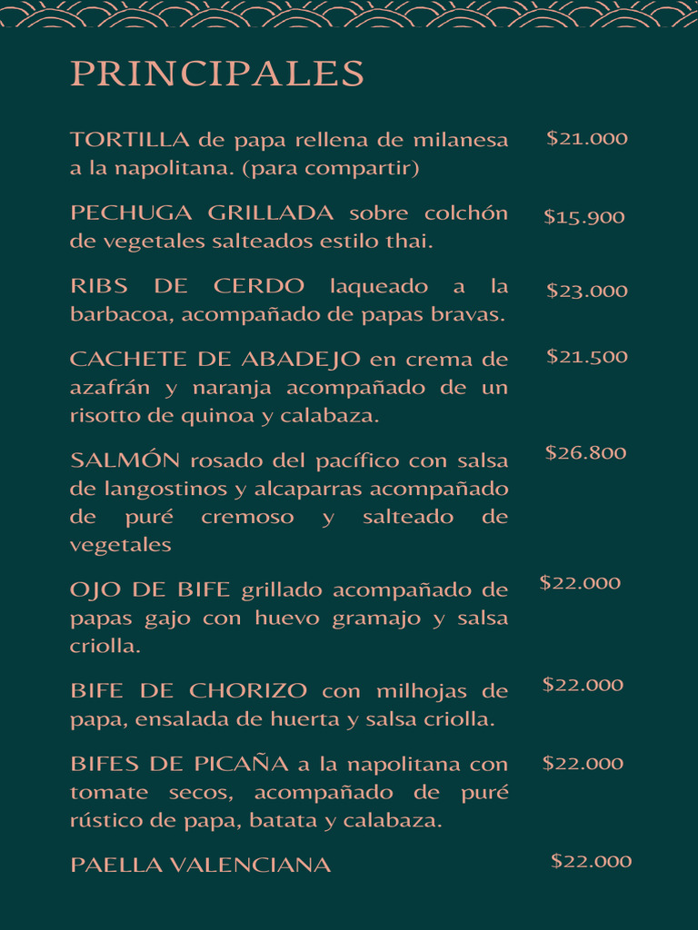 Menú variado: carnes, pastas y más | PDF | filete | Cocina occidental