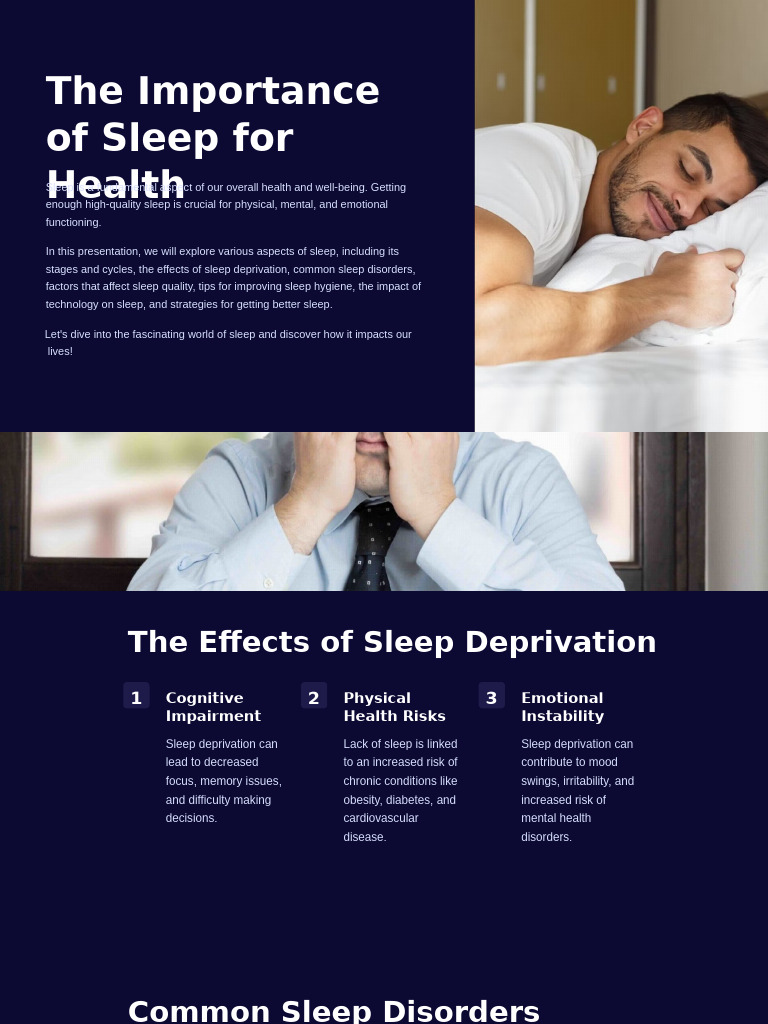 The Importance of Sleep For Health | PDF | Sleep | Sleep Deprivation