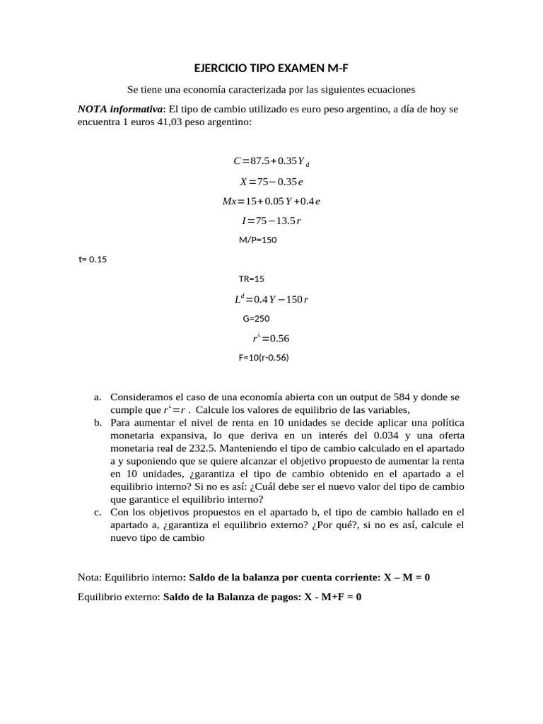 Ejercicio Tipo Examen M - F | PDF