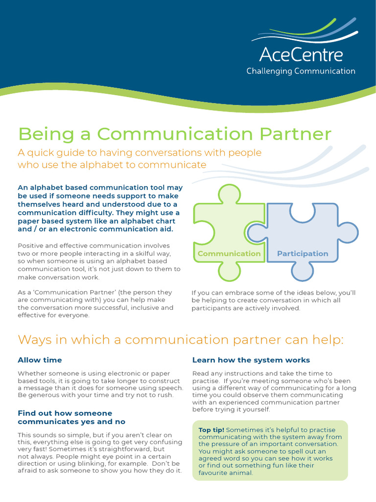 Communication Partners-Helpsheet Final | PDF | Communication | Conversation