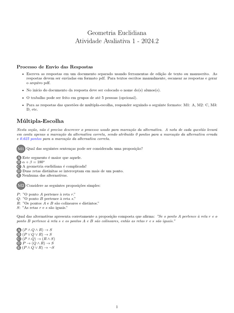 Atividade_Avaliativa_Geometria_Euclidiana_Unidade_1_2024.2 | PDF | Linha (Geometria) | Geometria ...