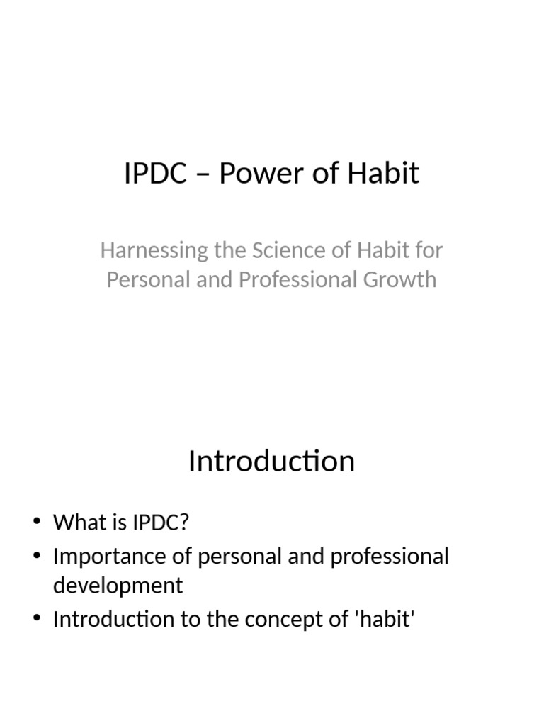 IPDC Power of Habit Presentation | PDF