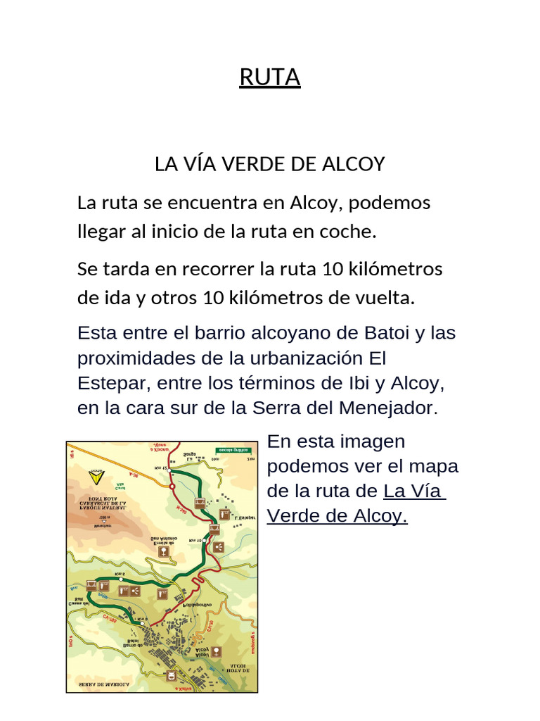 Ruta Vía Verde de Alcoy: 20 km de senderismo | PDF