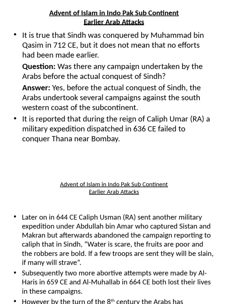 Advent of Islam in Indo Pak Sub Continent | PDF | Abrahamic Religions