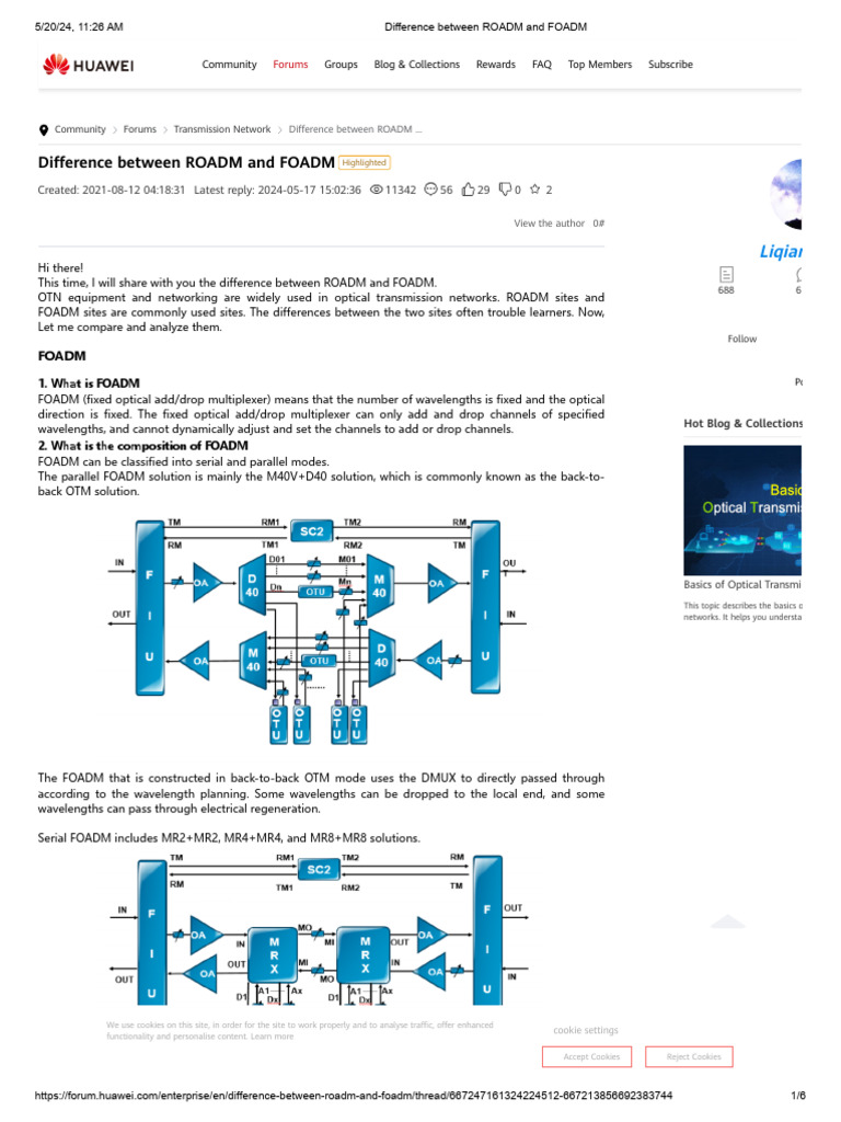 Difference Between ROADM and FOADM | PDF | Multiplexing | Wavelength Division Multiplexing