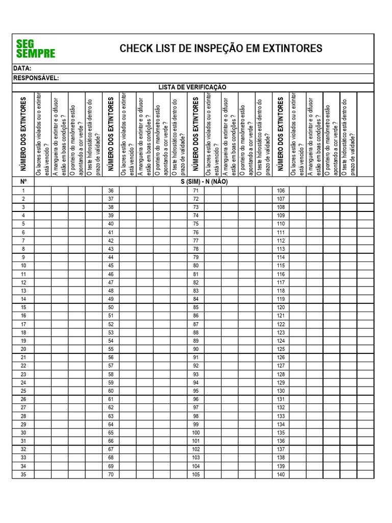 Check List de Inspeção em Hidrantes e Extintores (002) | PDF