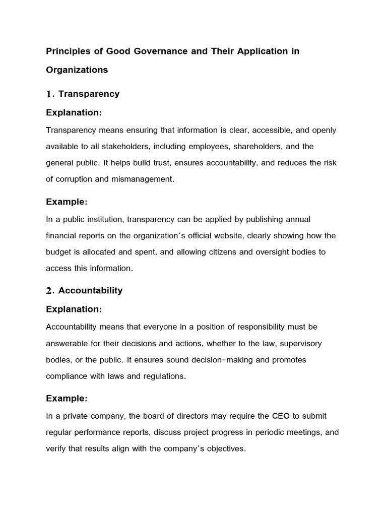 Good Governance Principles Explained | PDF