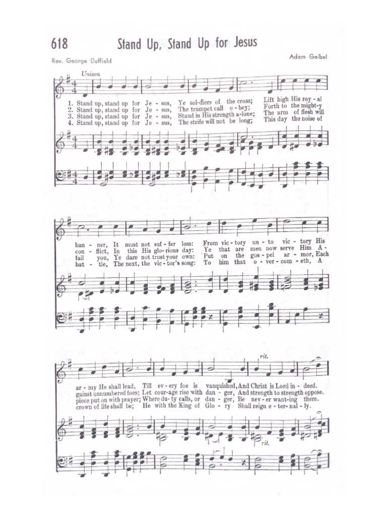 SDAH 618 Stand Up Stand Up For Jesus Anthem G Major | PDF